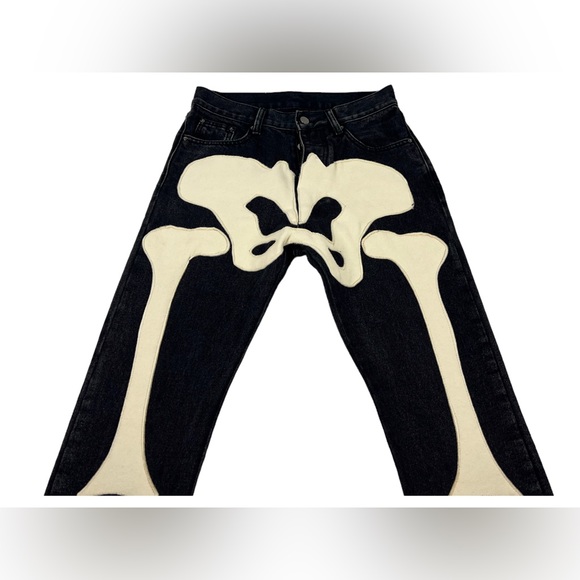 MNML | Jeans | Mnml Mens 28 X 35 Jeans Skeleton Black Denim Slim Fit 3d ...